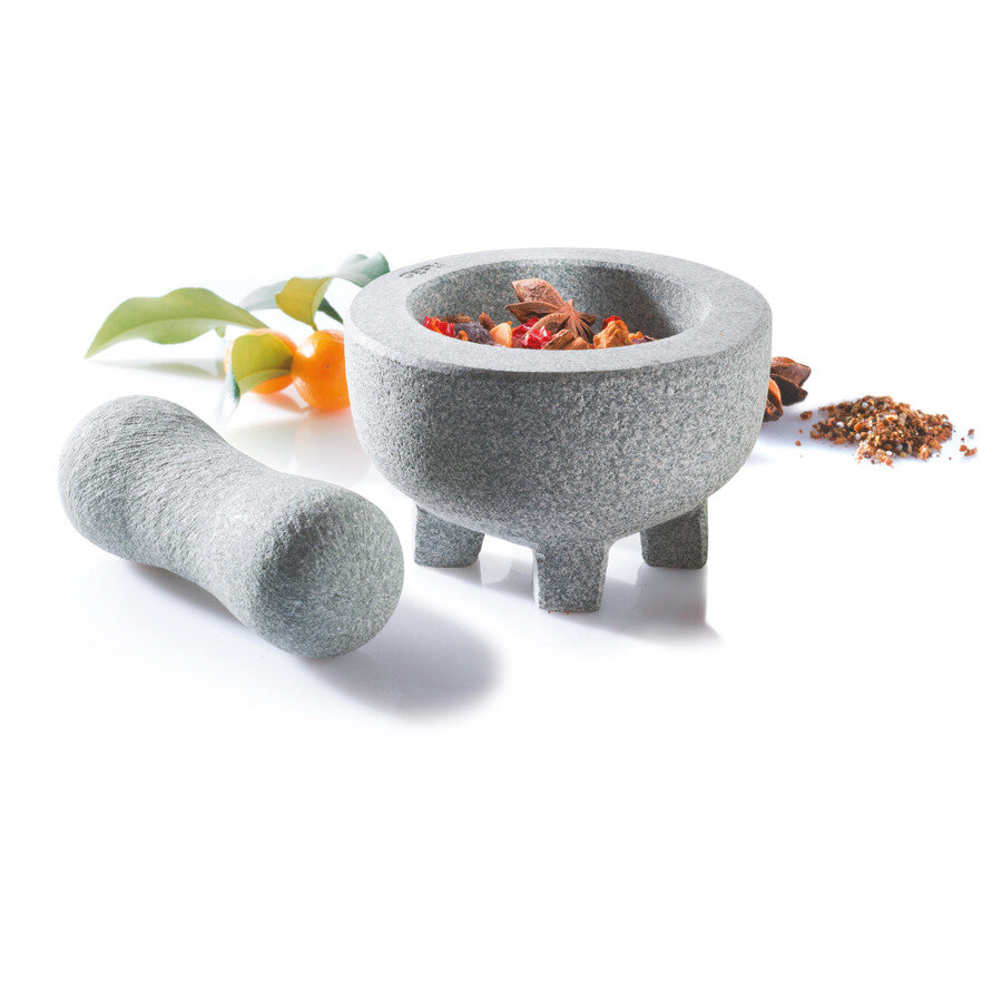 Ступка гранитная Gefu Кранчи 6,5х10х10 см, пестик 7х3,5х3,5 см, премиум качество