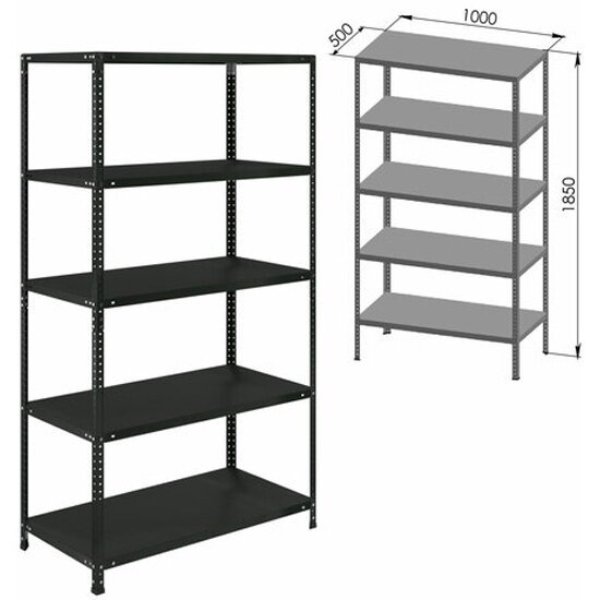 Стеллаж Brabix металлический "графит MS KD-185/50-5", лофт, 1850х1000х500 мм, 5 полок, 291270, S240BR145593