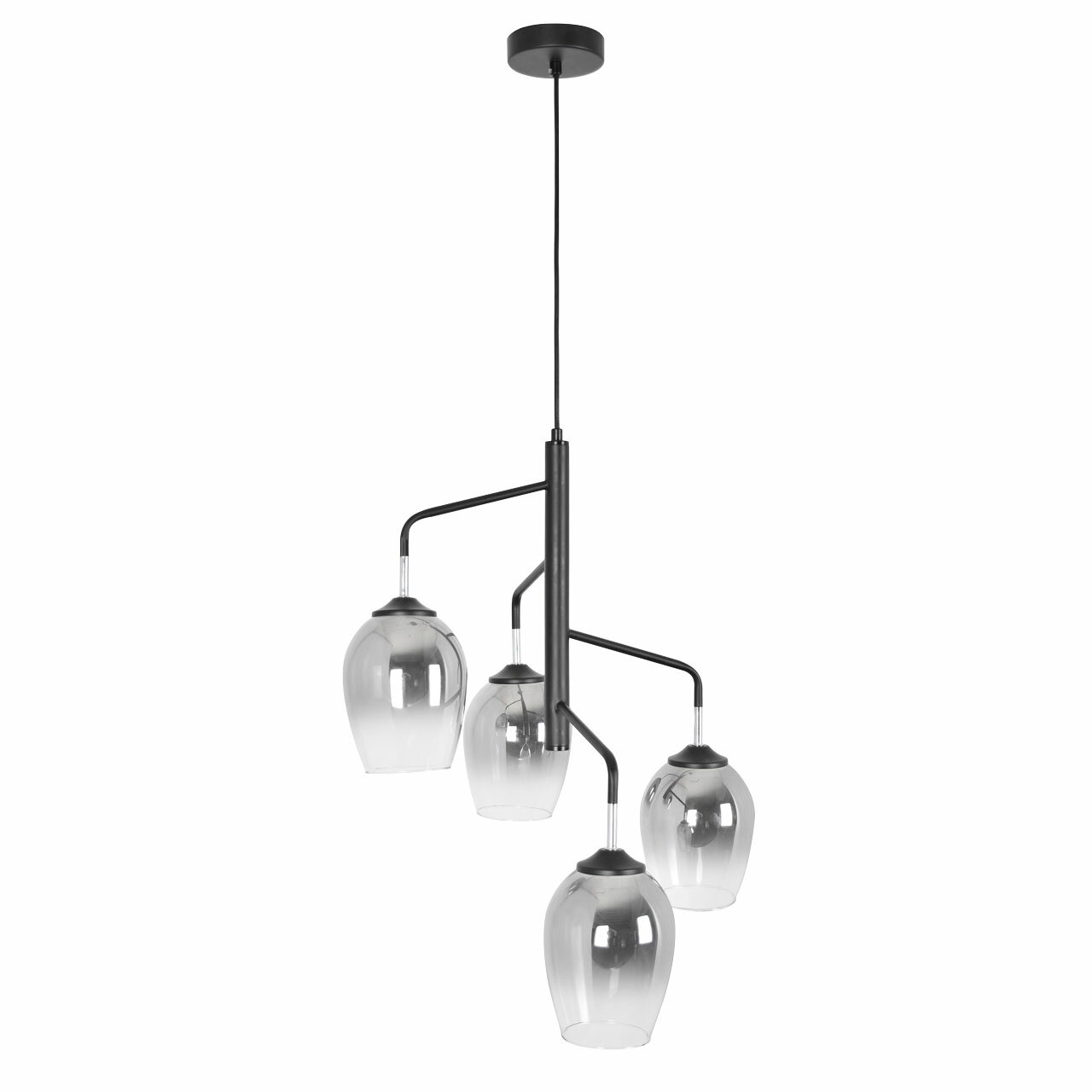 Люстра подвесная, светильник ясенсвет Альфа 324019104, 4*40W E27 2700К, цвет: черный, хром