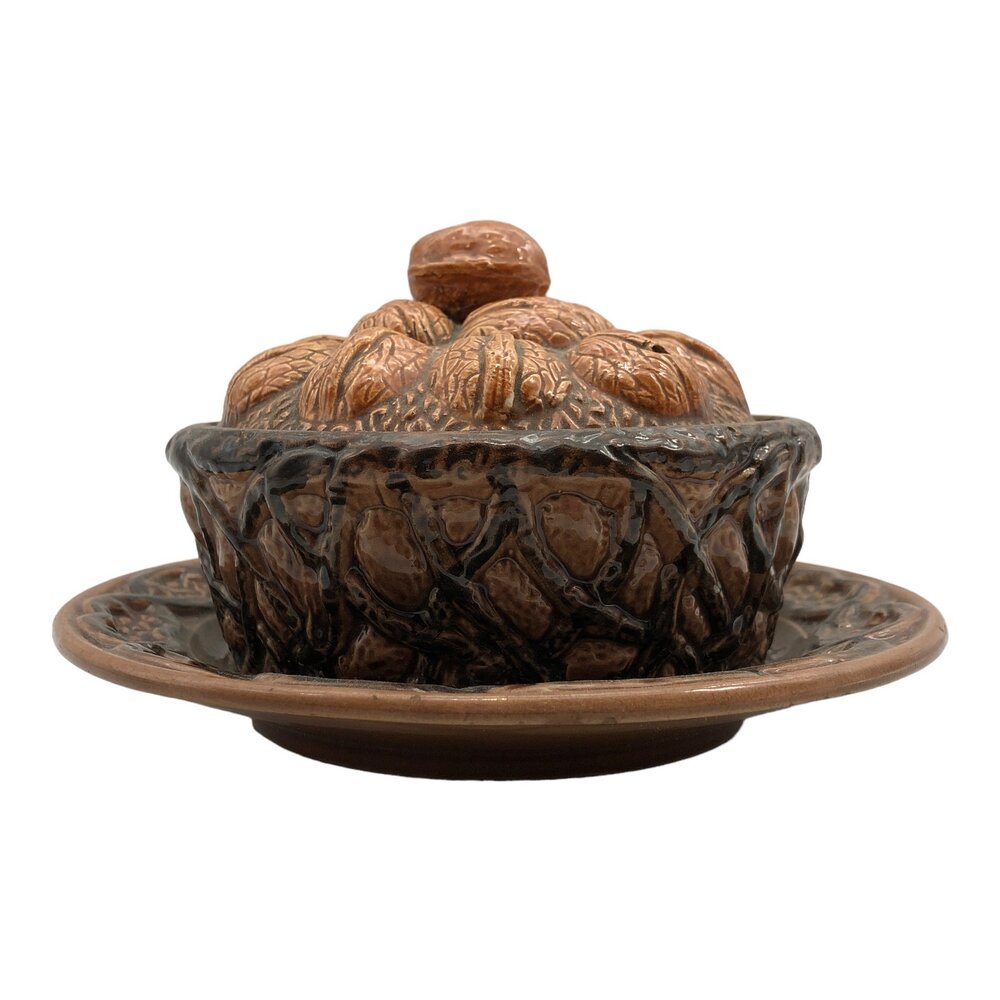 Фарфоровая масленка "Грецкие орехи" 1889-1917 гг, Кузнецов, Российская Империя (3)