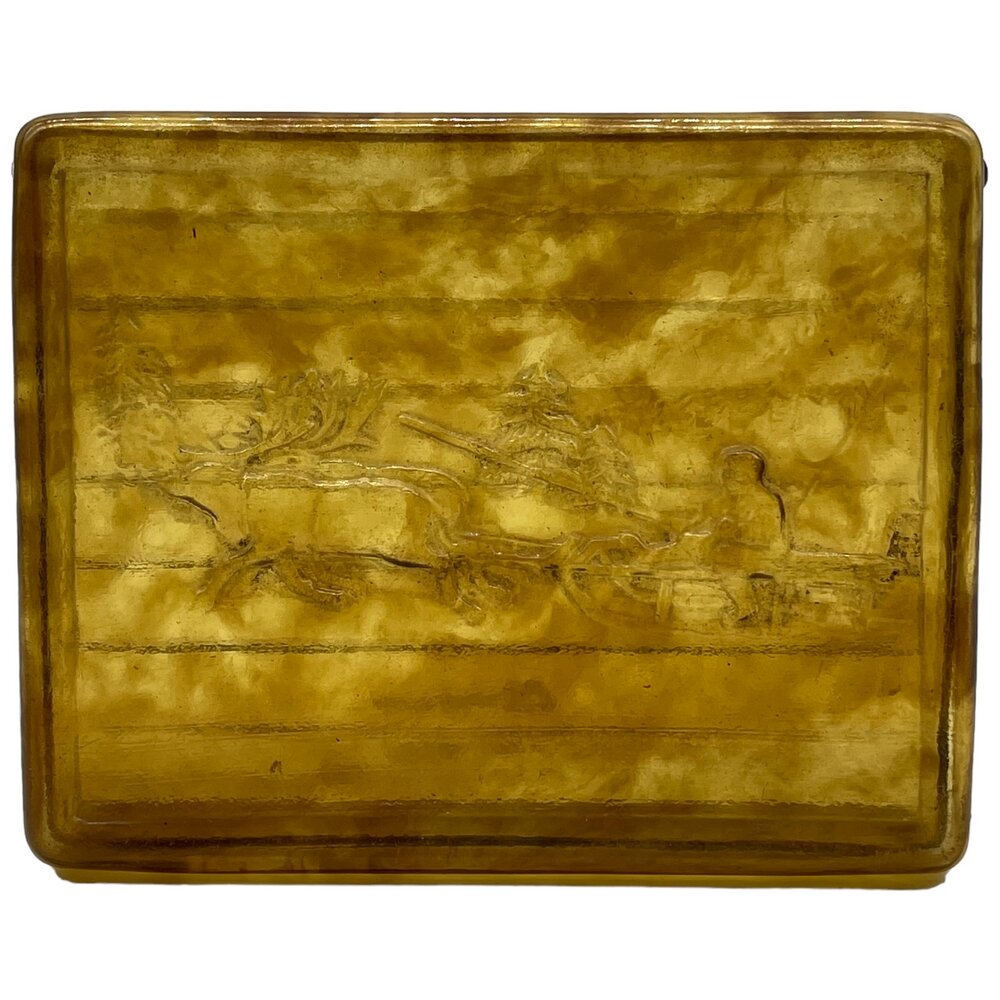 Портсигар "На оленьей упряжке", целлулоид, 1930-1947 гг, СССР