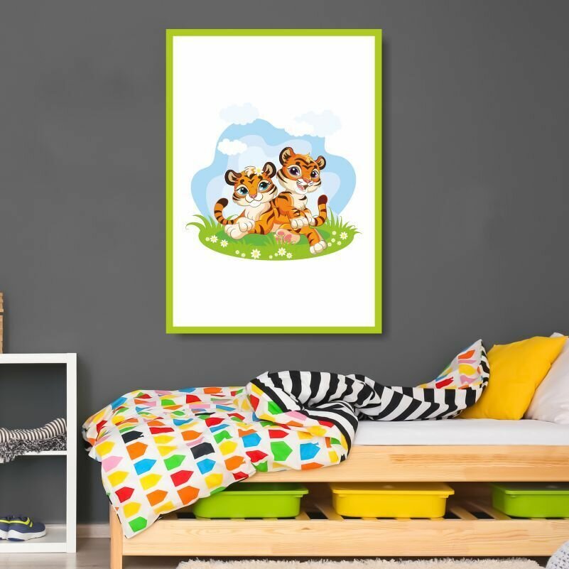 Постер для интерьера на стену Тигр Тип 5 Для Детской Вертикальный 30х40 см в тубусе ПолиЦентр
