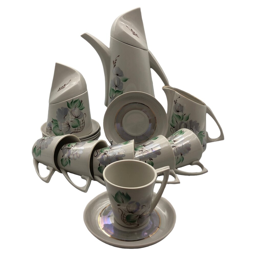 Чайно-кофейный набор "Бурек", фарфор, роспись, 1978-1990 г, Туймазинский ФЗ, СССР