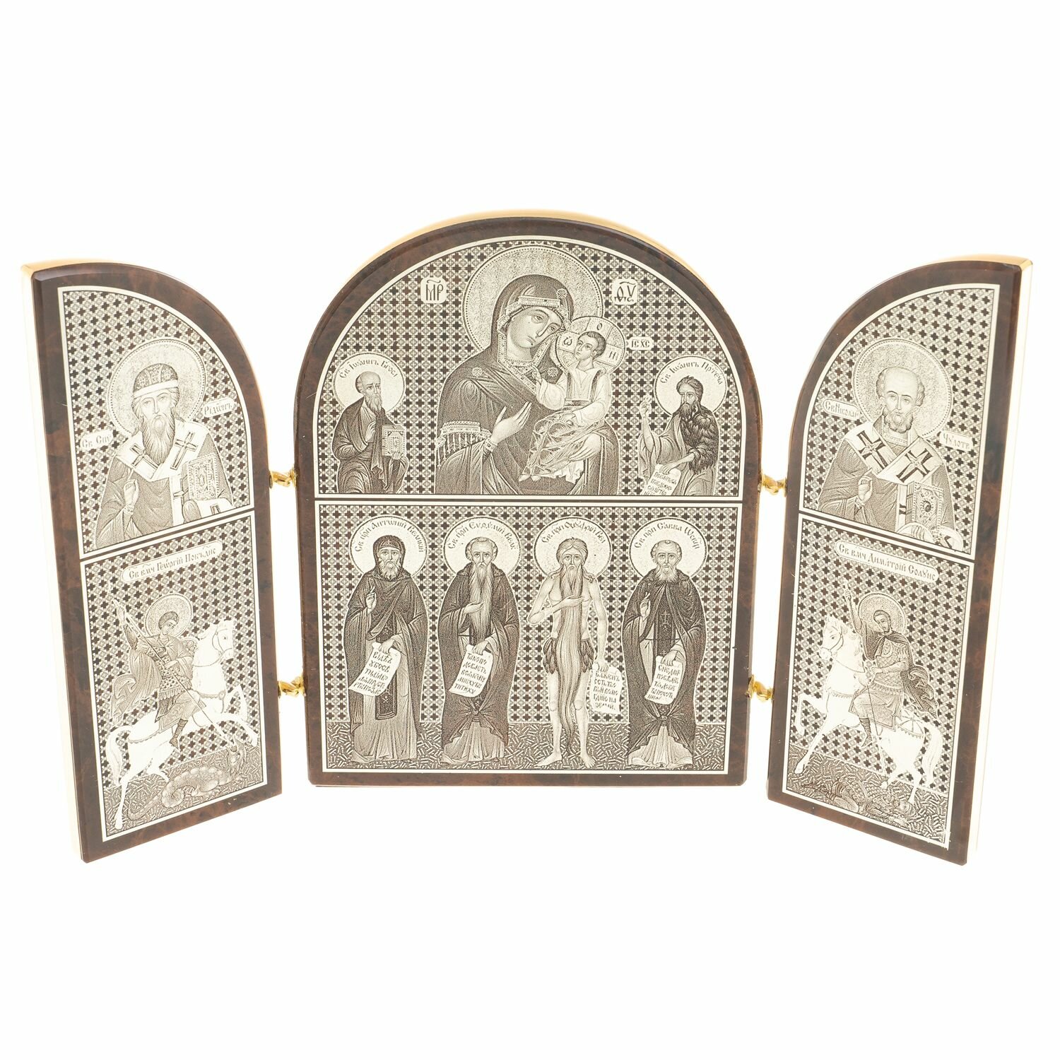 Икона складная "Иконостас" арка большая камень обсидиан 122989