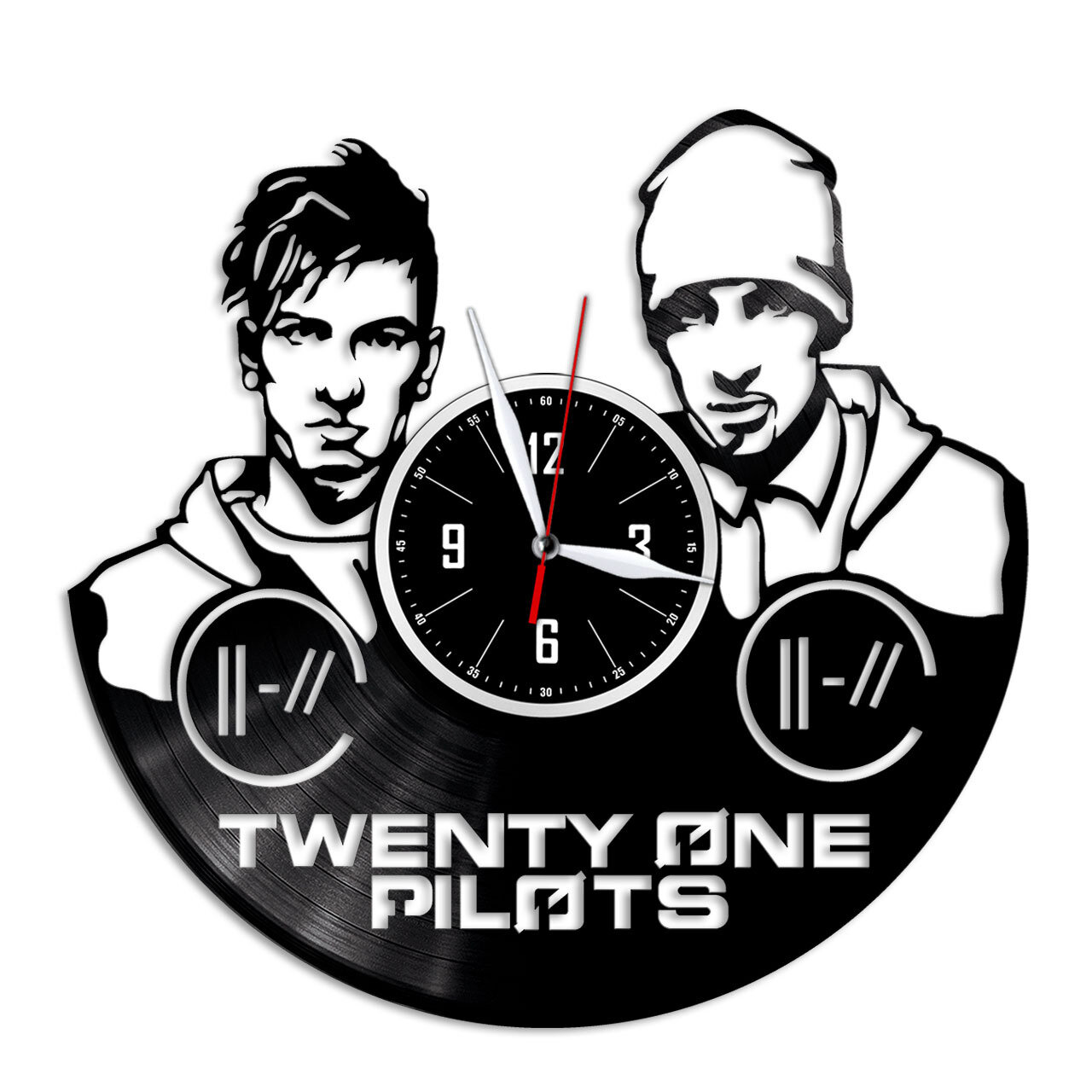 Twenty One Pilots - настенные часы из виниловой пластинки, диаметр 30 см