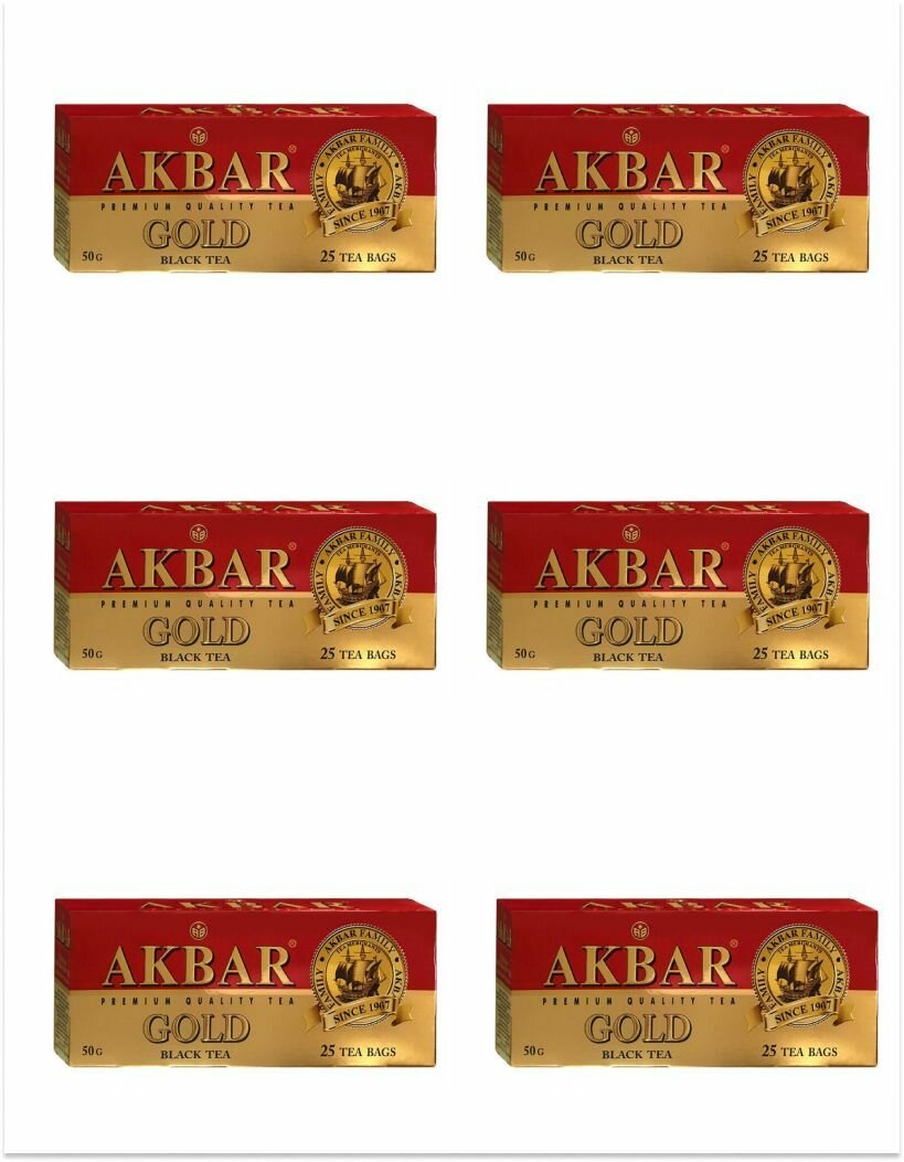 Чай Akbar Золотой 25 пак, 6 шт.