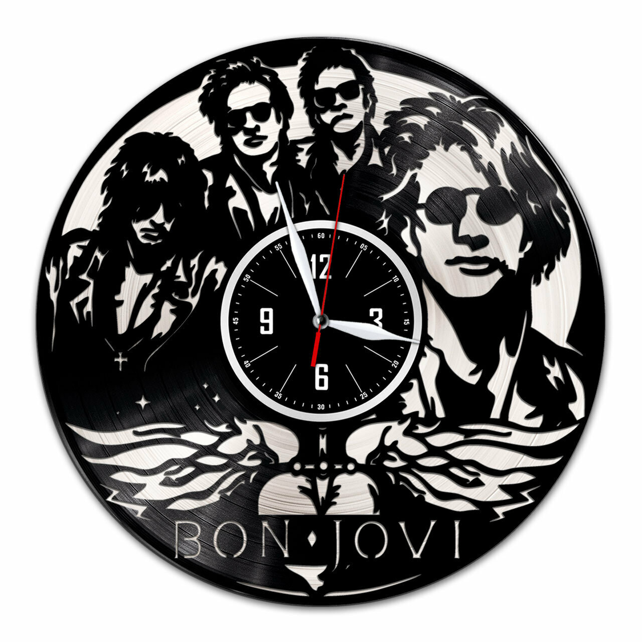 Bon Jovi - настенные часы из виниловой пластинки (с серебряной подложкой)