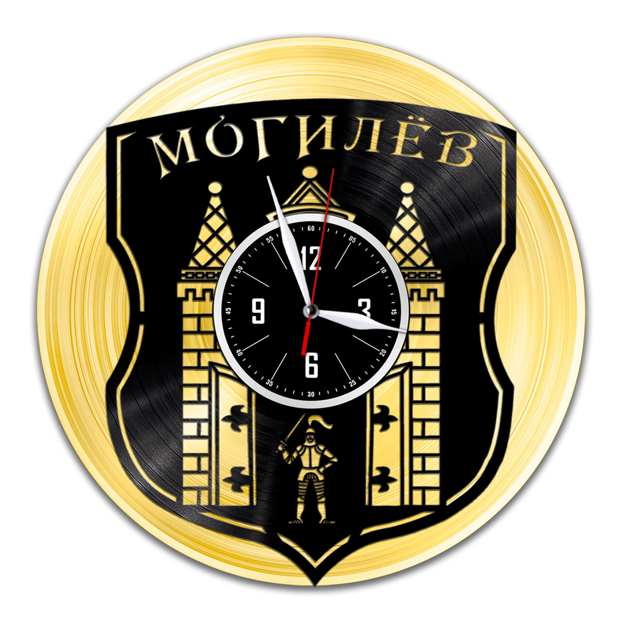 Могилев - настенные часы из виниловой пластинки (с золотой подложкой)