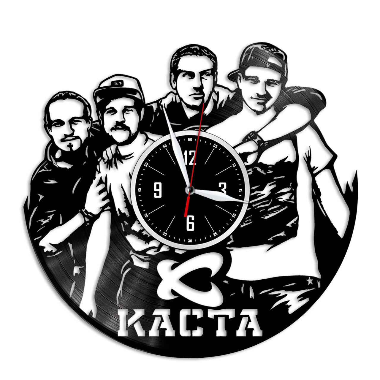 Каста - настенные часы из виниловой пластинки, диаметр 30 см