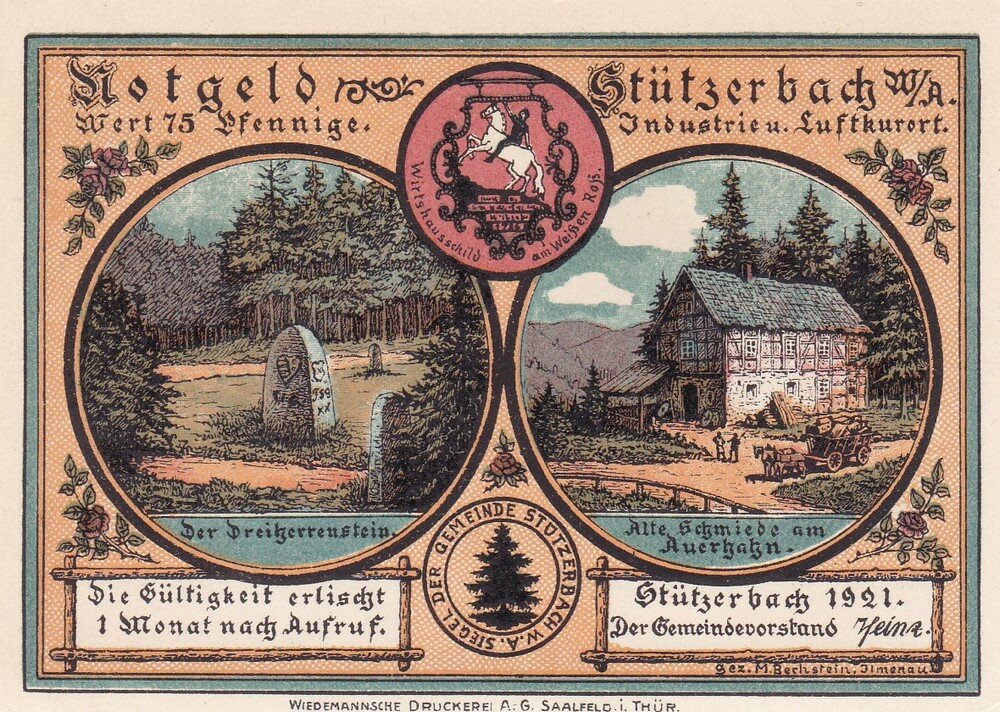 Германия (Веймарская Республика) Штютцербах 75 пфеннигов 1921 г. (Вид 3) (№2)