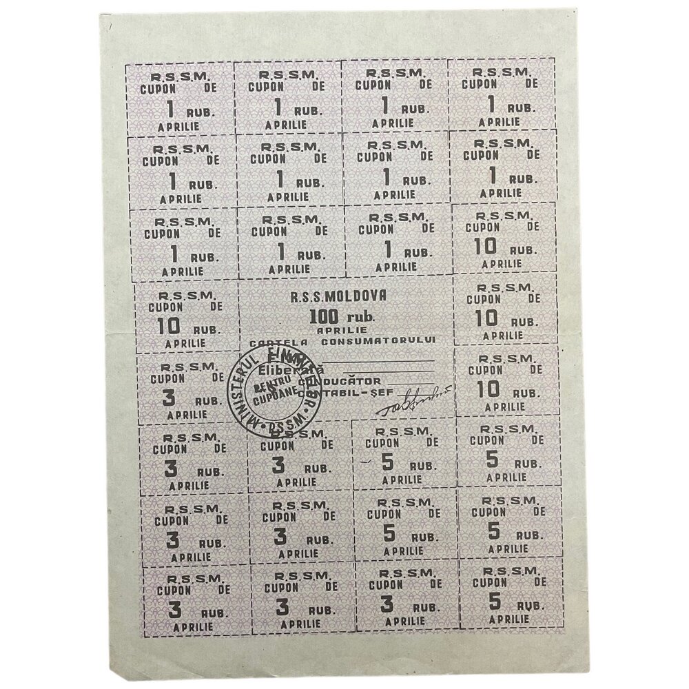 Молдова Потребительская карта на 100 рублей 1992 г.(2)