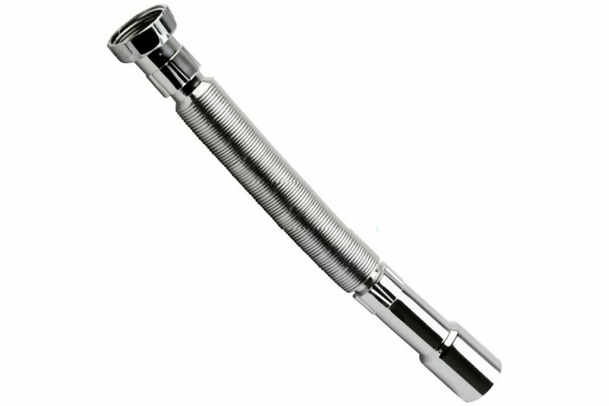 Гофра для сифона 40 мм хромированная, гибкая гофрированная труба для слива раковины и мойки