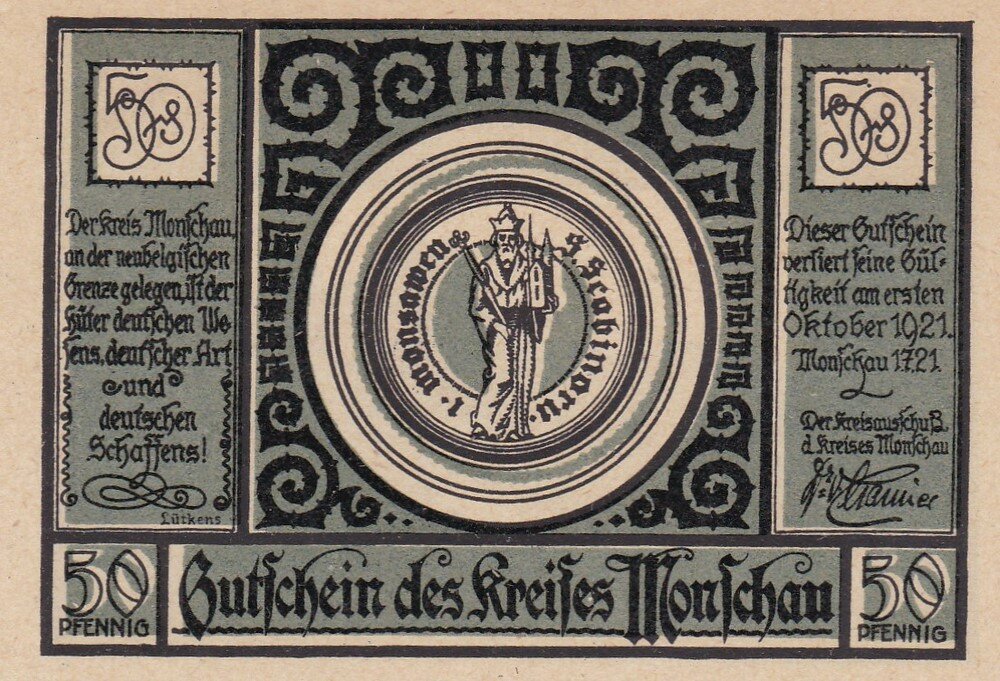 Германия (Веймарская Республика) Моншау 50 пфеннигов 1921 г. (№2)