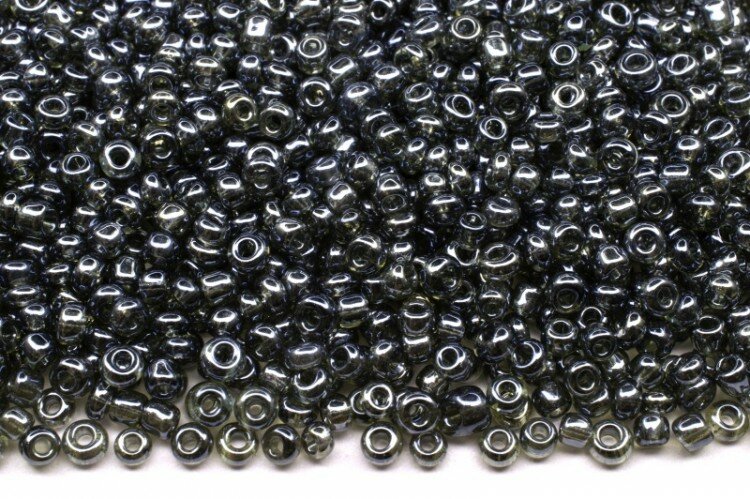 Бисер китайский круглый размер 12/0, цвет 0112 серый прозрачный, блестящий, 450г