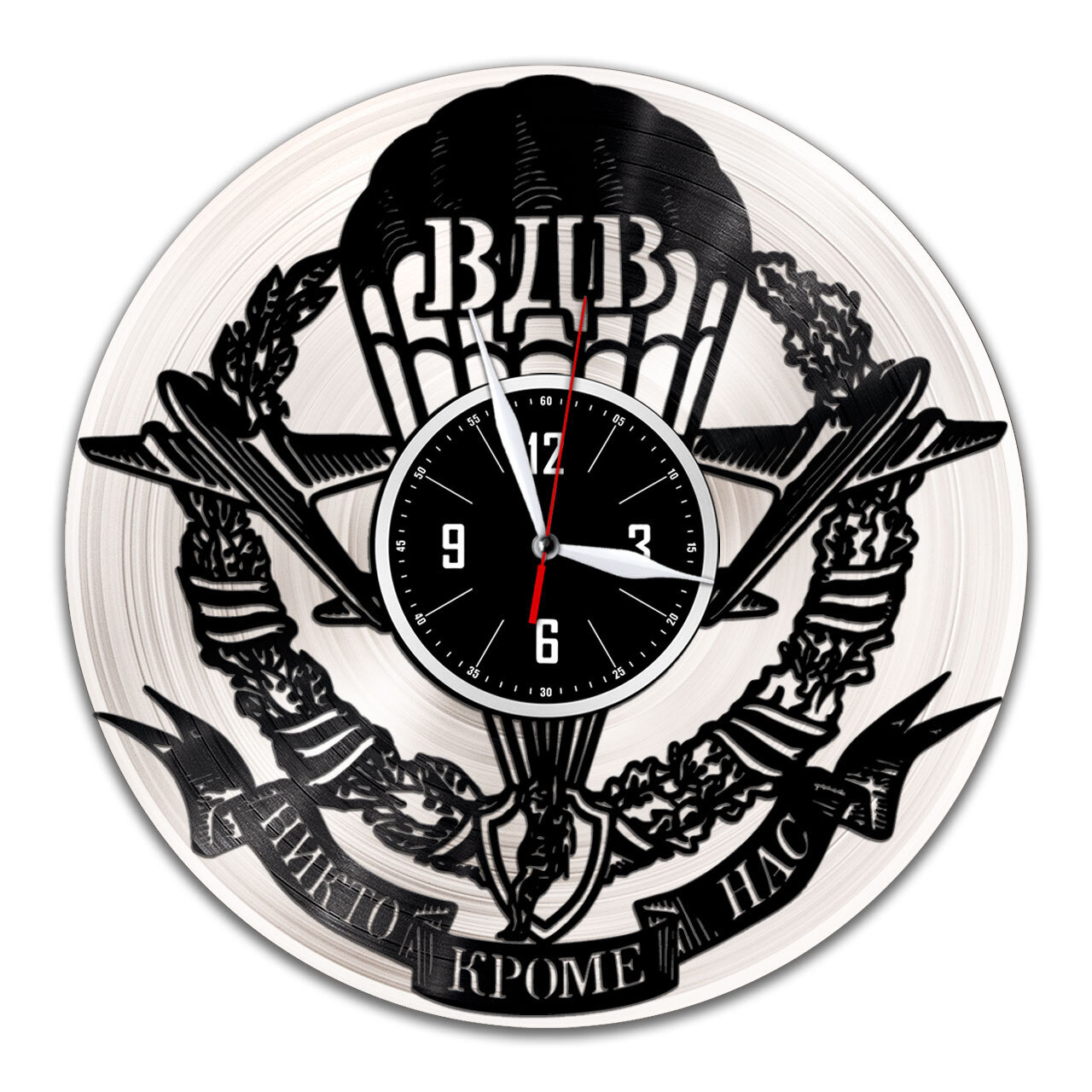 ВДВ - настенные часы из виниловой пластинки (с серебряной подложкой)