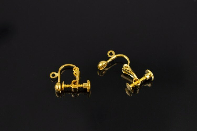 Основа для клипс с петелькой 13х17х5мм, отверстие 1мм, цвет золото, латунь, 21-044, 1 пара
