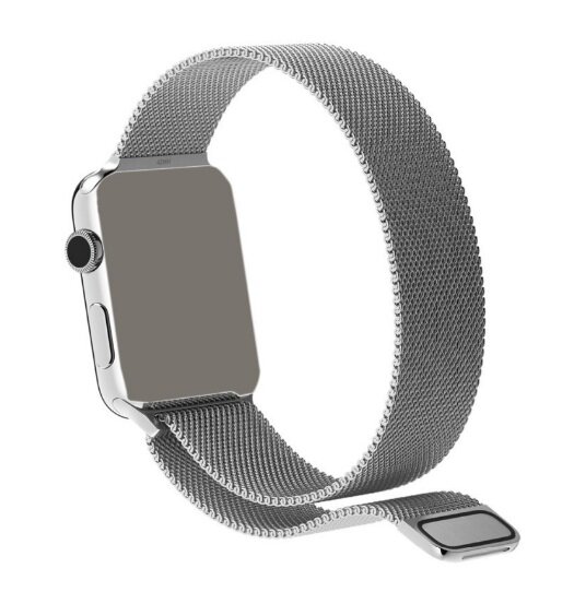 Миланский сменный сетчатый плетеный ремешок браслет MyPads Milanese для Apple Watch 38mm из нержавеющей стали с магнитным замком