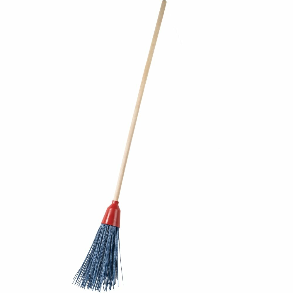Полипропиленовая круглая метла КЭС 3 кольца, деревянный черенок, для уборки мусора