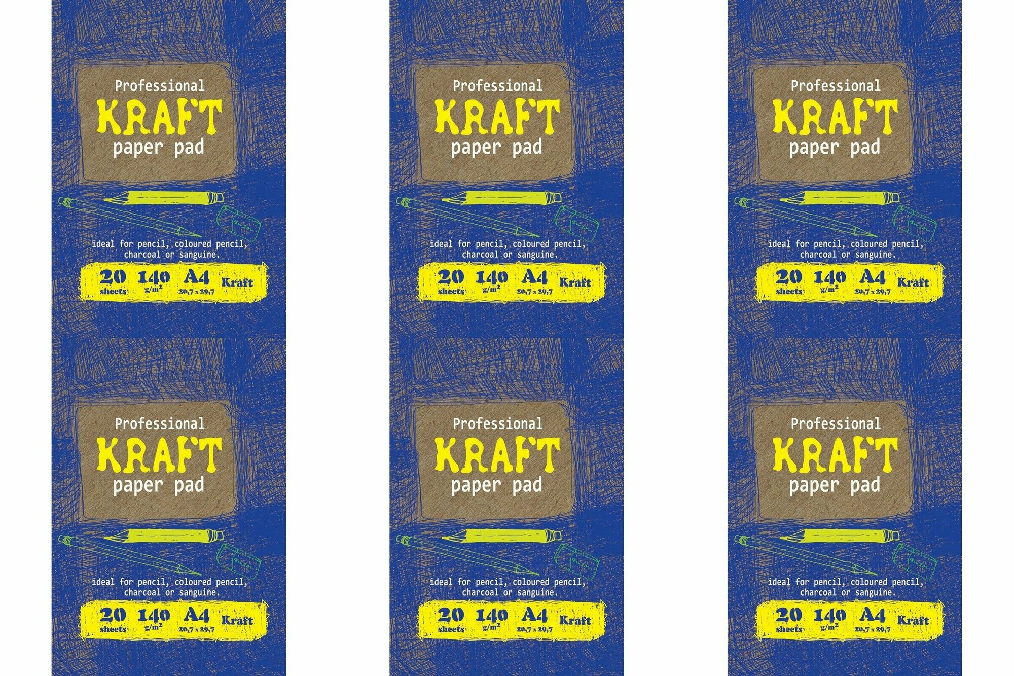 Kroyter Бумага для рисования и эскизов Крафт, А4, 20 л, 140 г, 6 шт