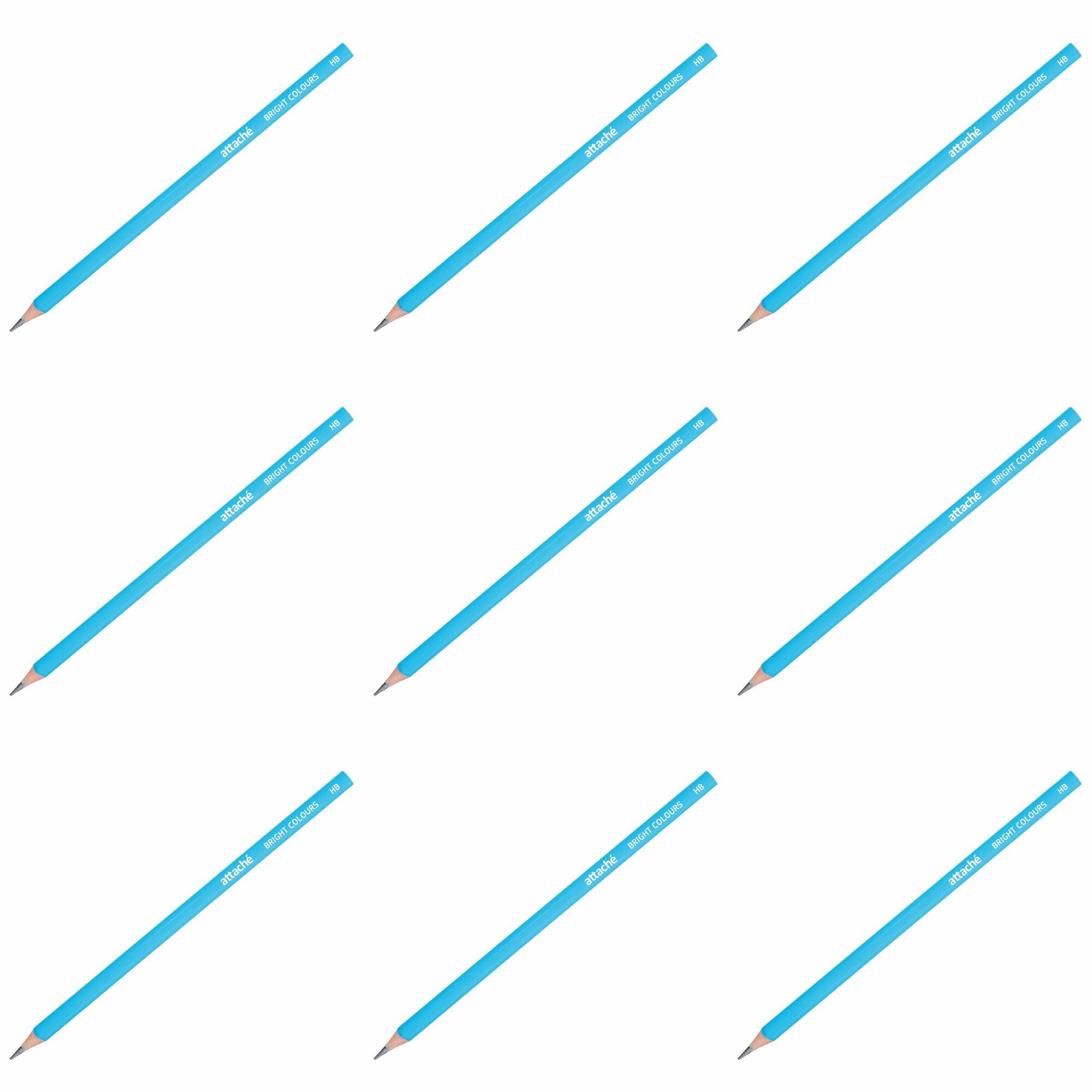 Attache Карандаш чернографитный Bright colors, HB, голубой корпус, 9 шт