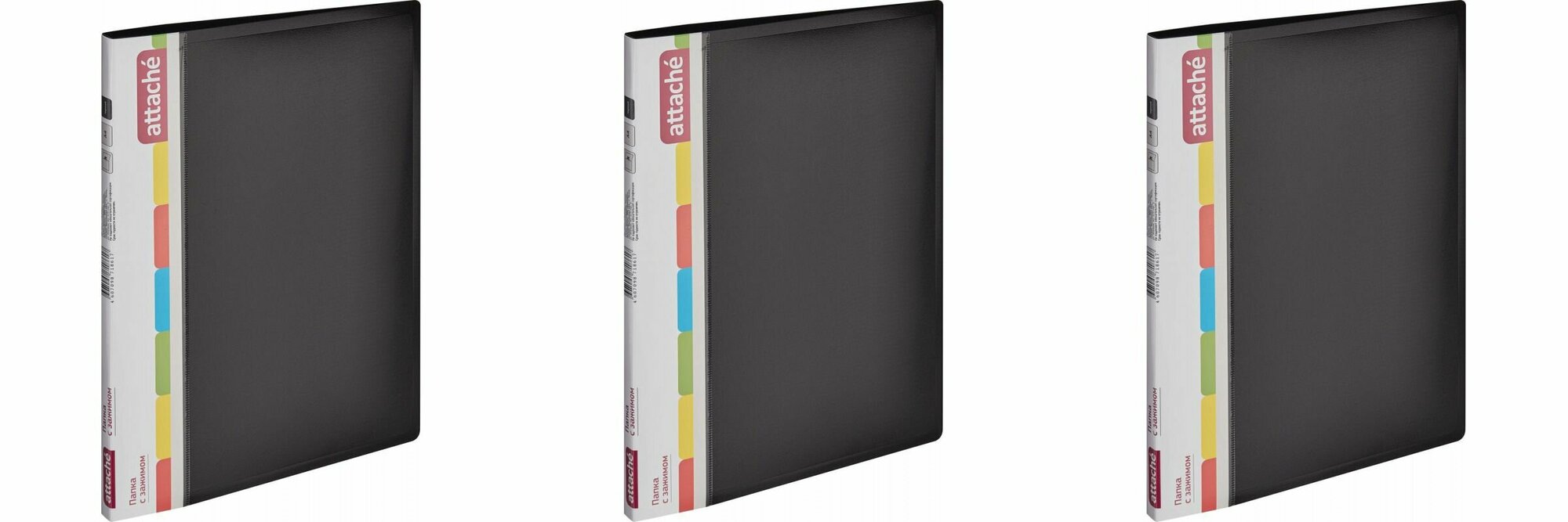 Attache Папка с зажимом F611/07, 17 мм, черная, 3 шт/