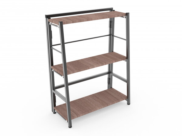 Стеллаж металлический сборный Титан Мета СЛС-2/800, 605х290х790+10мм, каркас-черный, полки - шимо темный