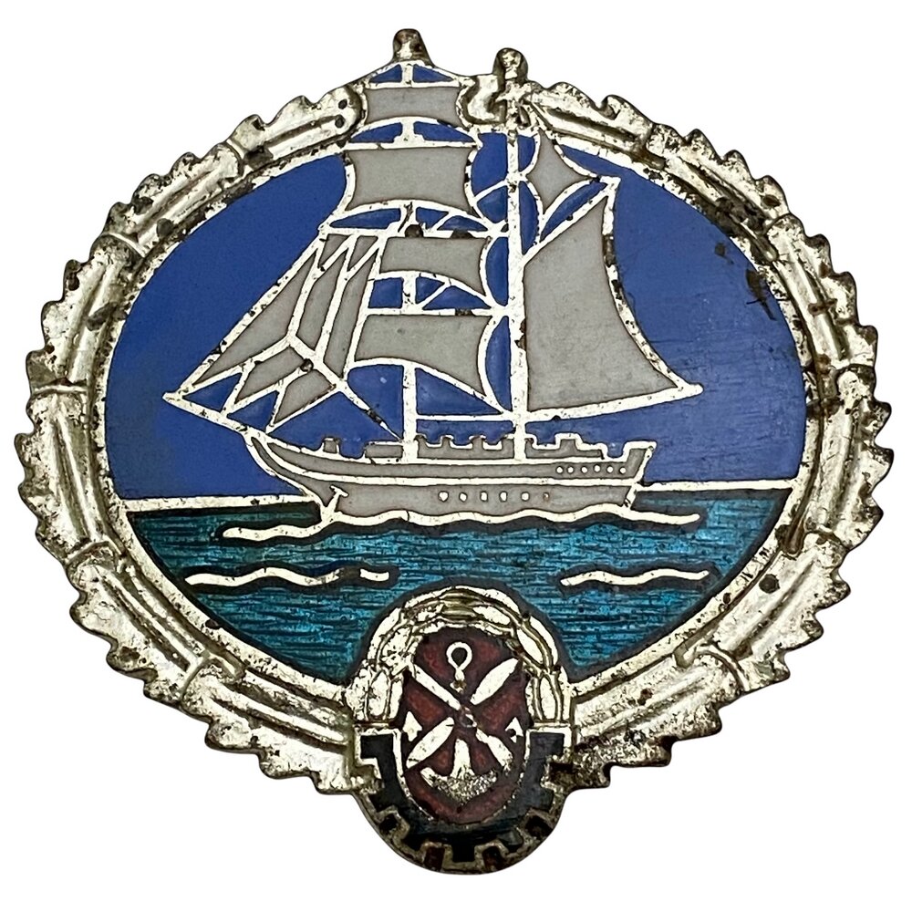 Знак "Общество спорта и техники. За достижения на воде" серебро ГДР 1971-1980 гг.