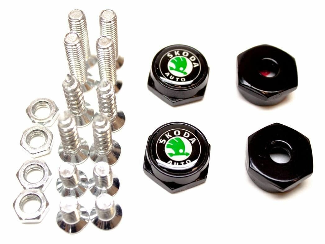 Болты для номерных знаков Skoda / Шкода Black