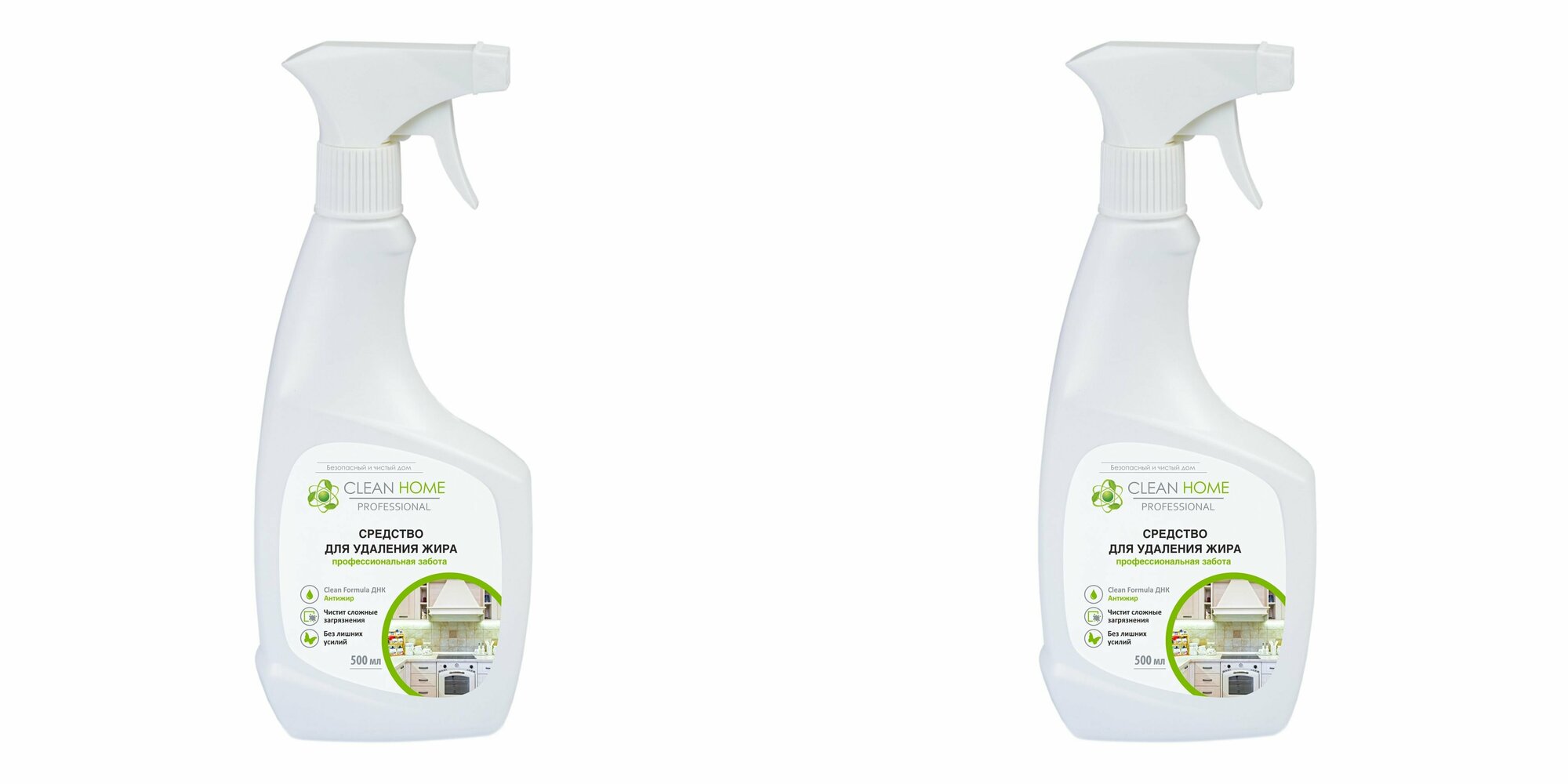 Clean Home Средство для удаления жира Чистая кухня, Курок, 500 мл, 2 шт