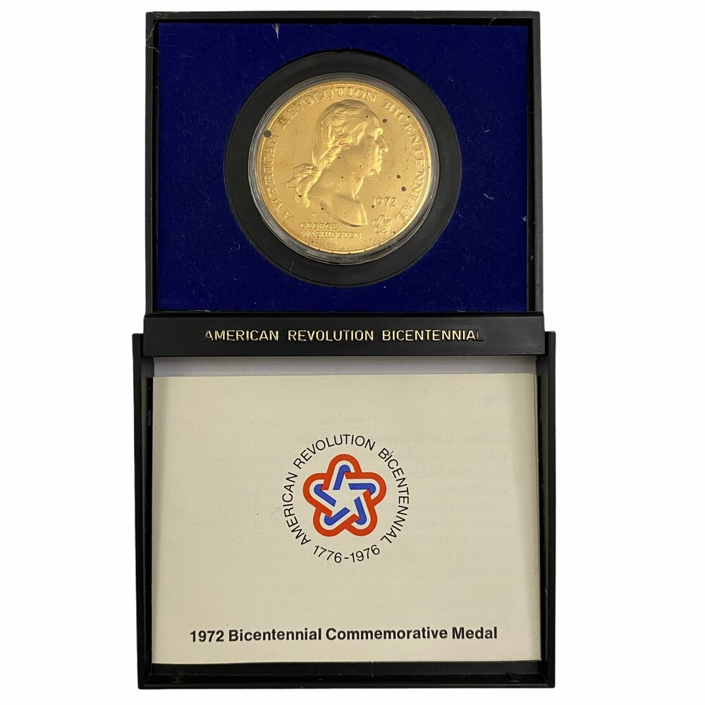 США, сувенирная настольная медаль "200 лет революции в Америке" (в коробке) 1972 г.