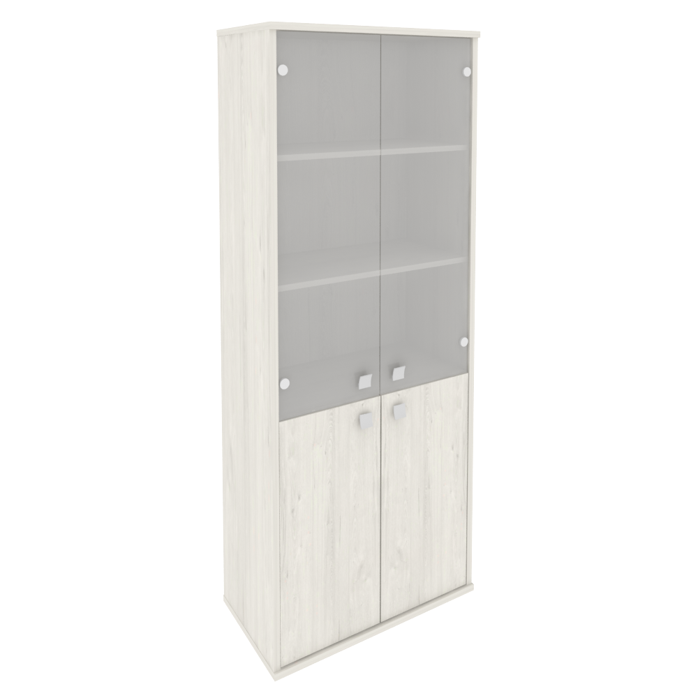 Шкаф высокий широкий (низкие двери ЛДСП, средние двери стекло) Style Riva Л. СТ-1.2 Дуб Наварра 778*410*1980