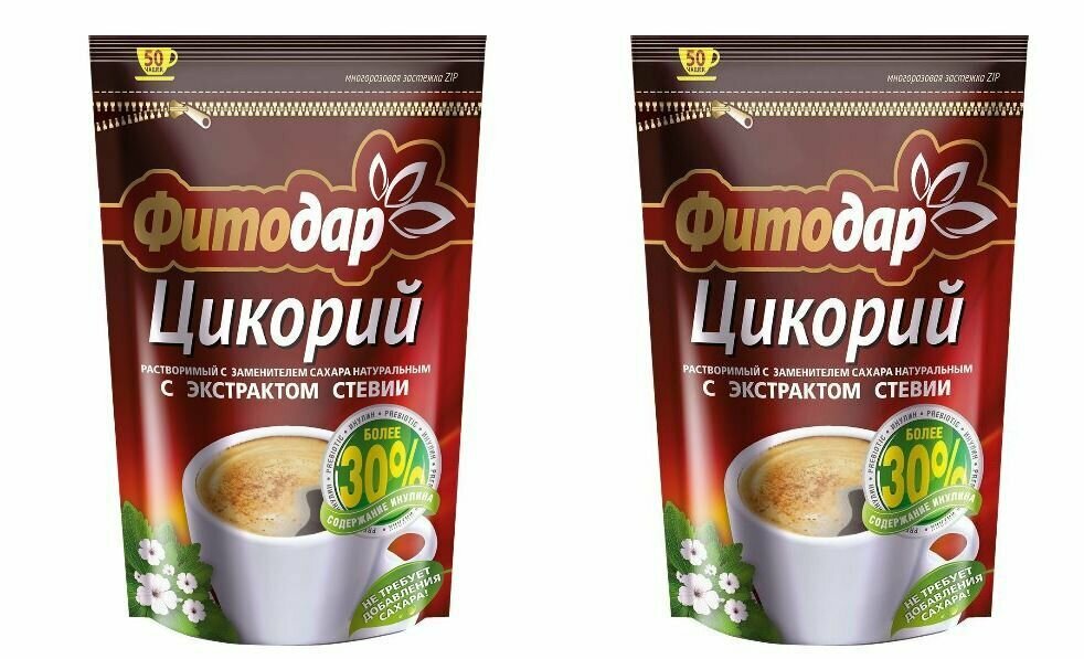 Цикорий Фитодар, растворимый, со стевией, 100 г, 2 уп