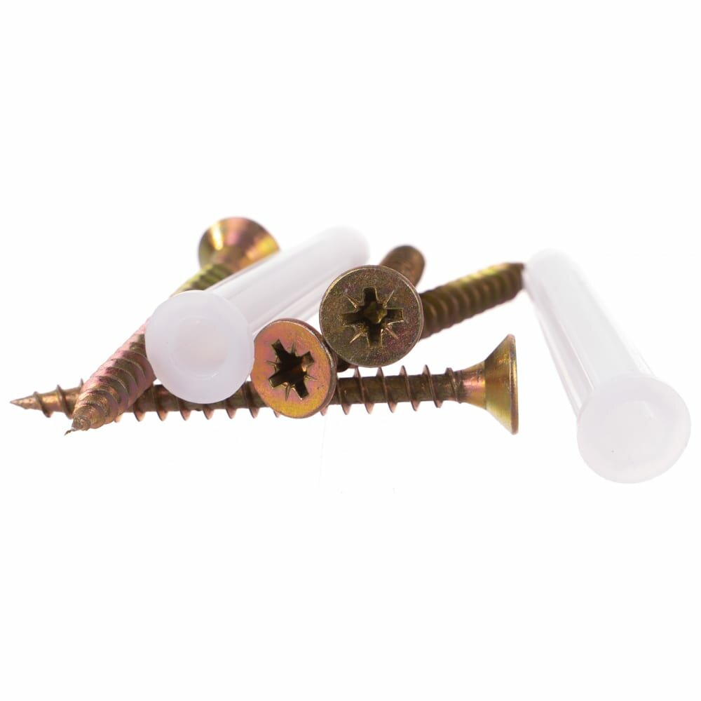 Дюбель с шурупом Качественный Крепеж белый дюбель 8х45 + шуруп 5х50 55, полипропиленового дюбеля