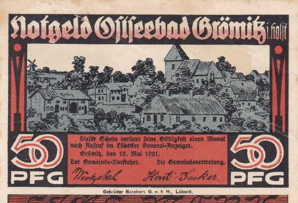 Германия (Веймарская Республика) Грёмиц 50 пфеннигов 1921 г,