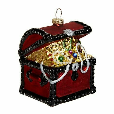 Игрушка на елку Сундук с сокровищами 10см