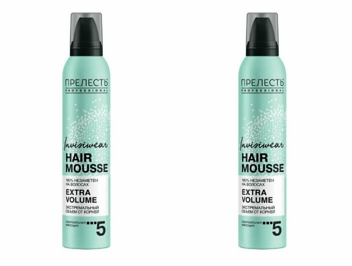 Мусс для волос, Прелесть Professional, Extra Volume, невесомый, экстремальный объем, сверхсильная фиксация, 200 мл, 2 шт