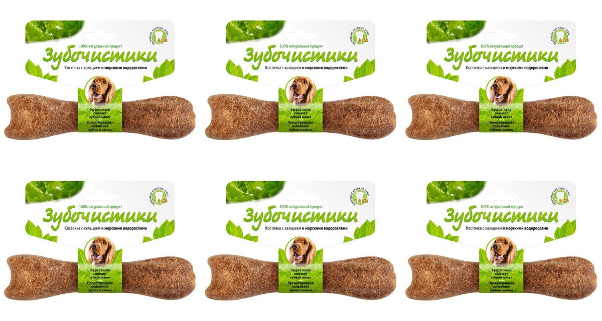 Деревенские лакомства Лакомство для собак Косточка 10-25 кг с кальцием и морскими водорослями, 6 шт