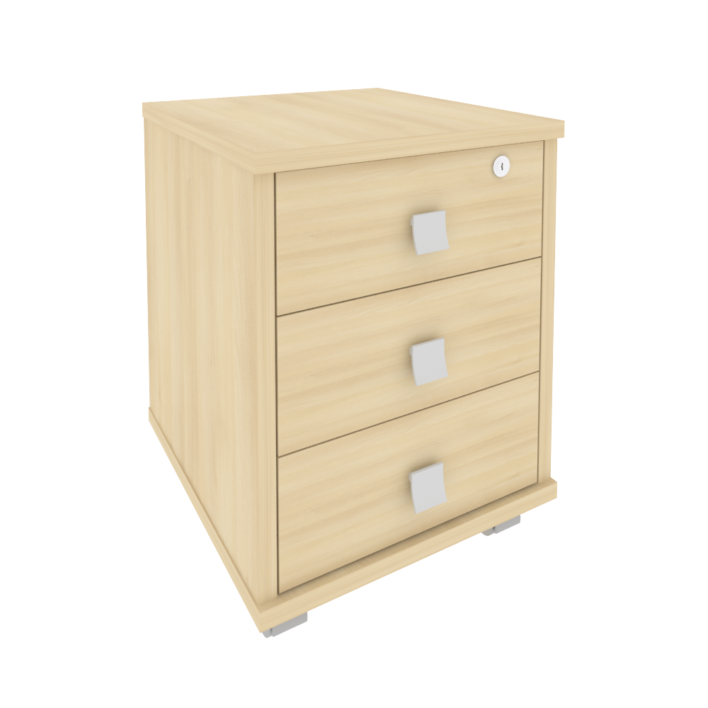 Тумба мобильная под стол (3 ящика, с замком) Стайл/Style Riva Л. ТМ-3 Акация Лорка 420*450*563