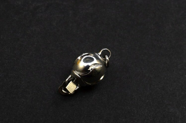 Замок-защелка Круглый 15х8мм, отверстие 2мм, цвет платина, латунь, 06-081, 1шт