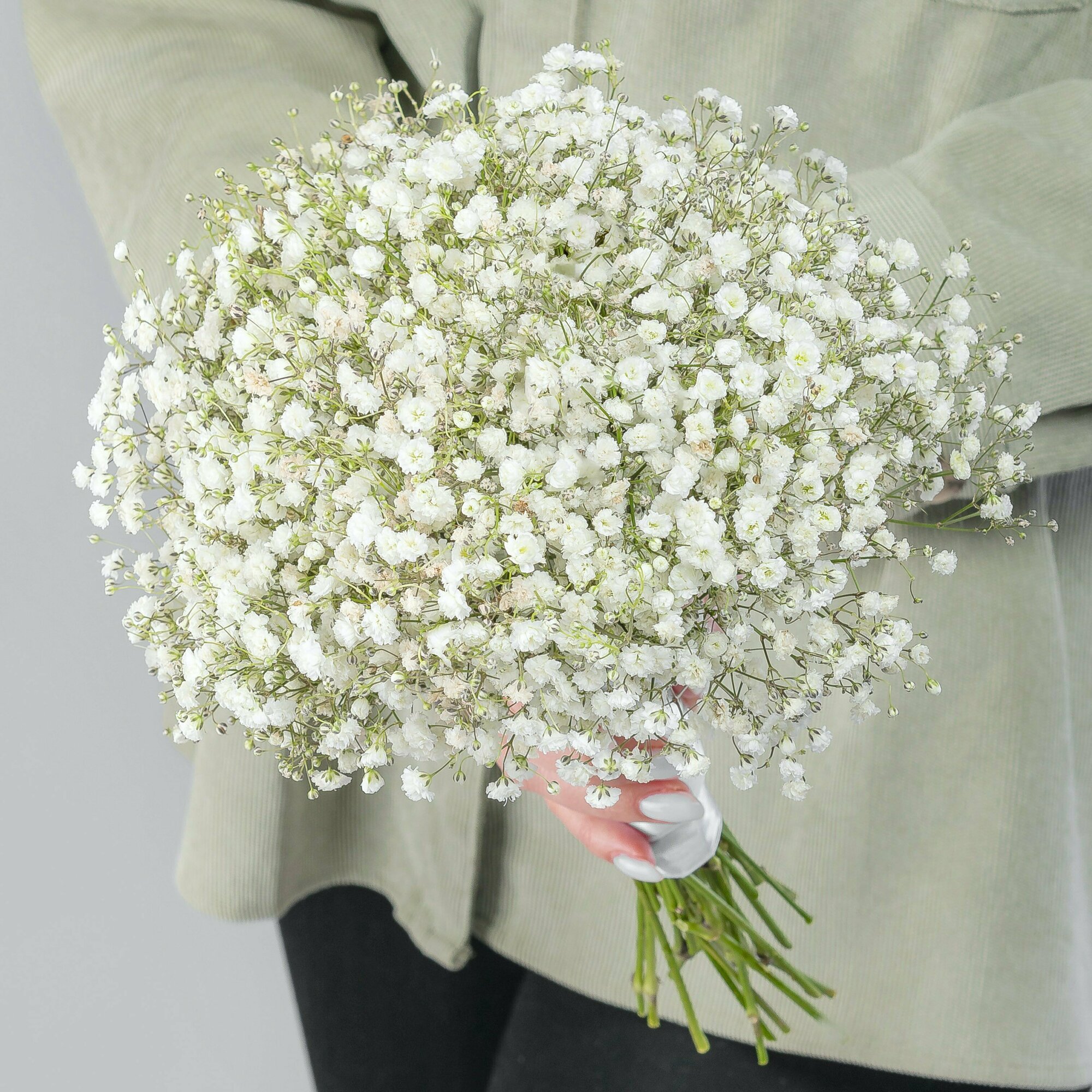 Букет невесты Мегацвет24 "Снежная королева" , гипсофила, белый, под лентой