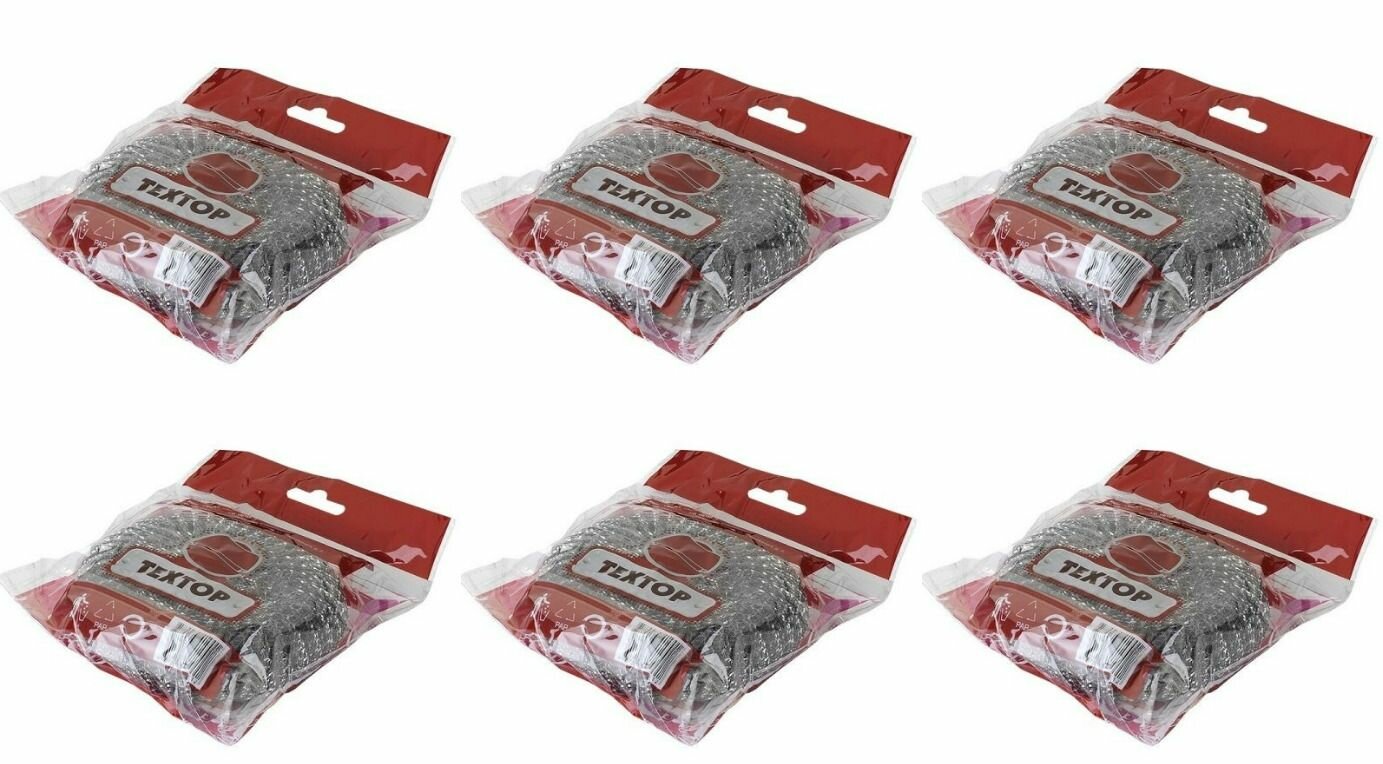 Tехтор Мочалка металлическая из стали, 40 гр, 6 шт