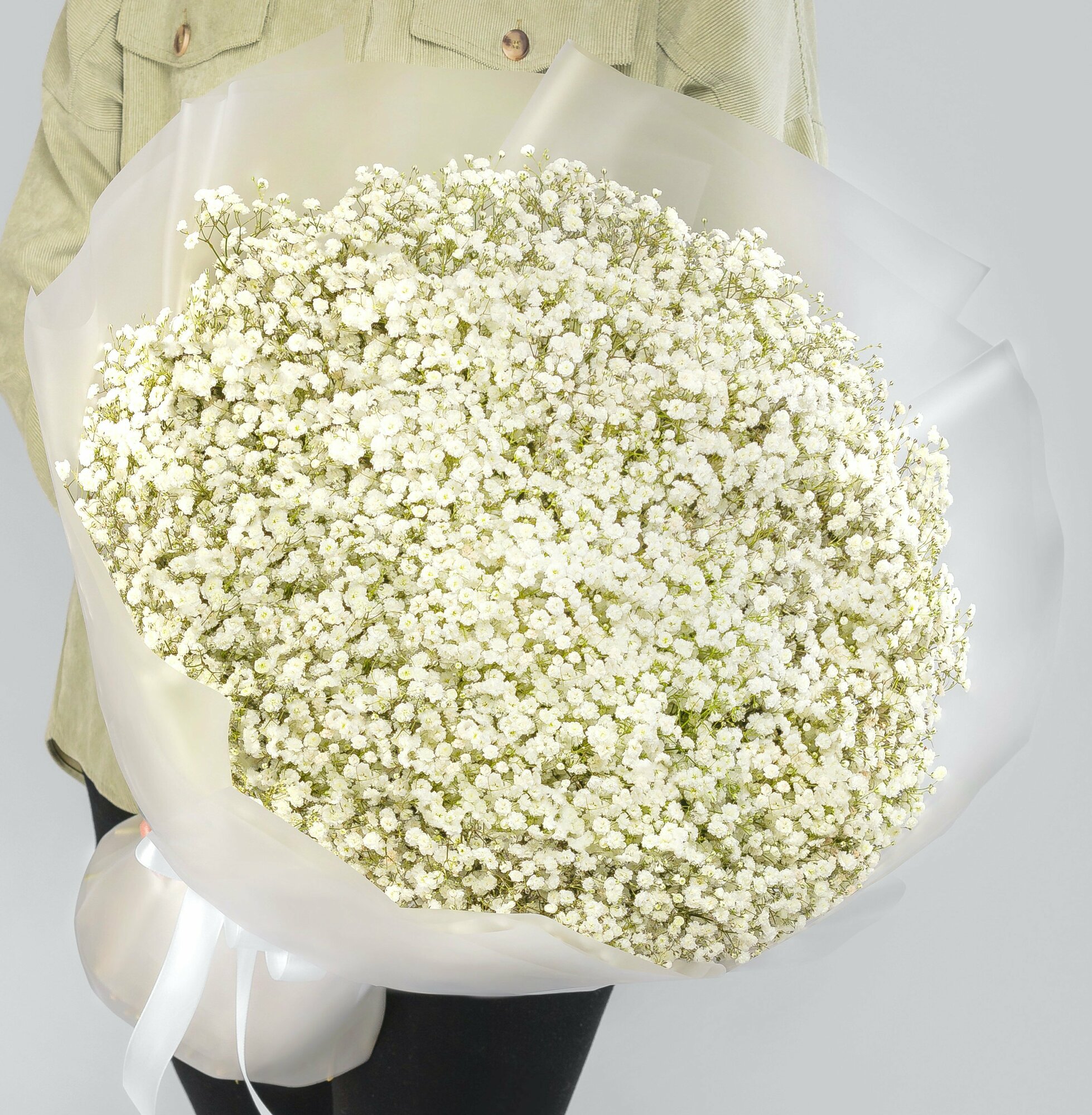 Букет Мегацвет24 "Белая Гипсофила" 101шт, в дизайнерской упаковке