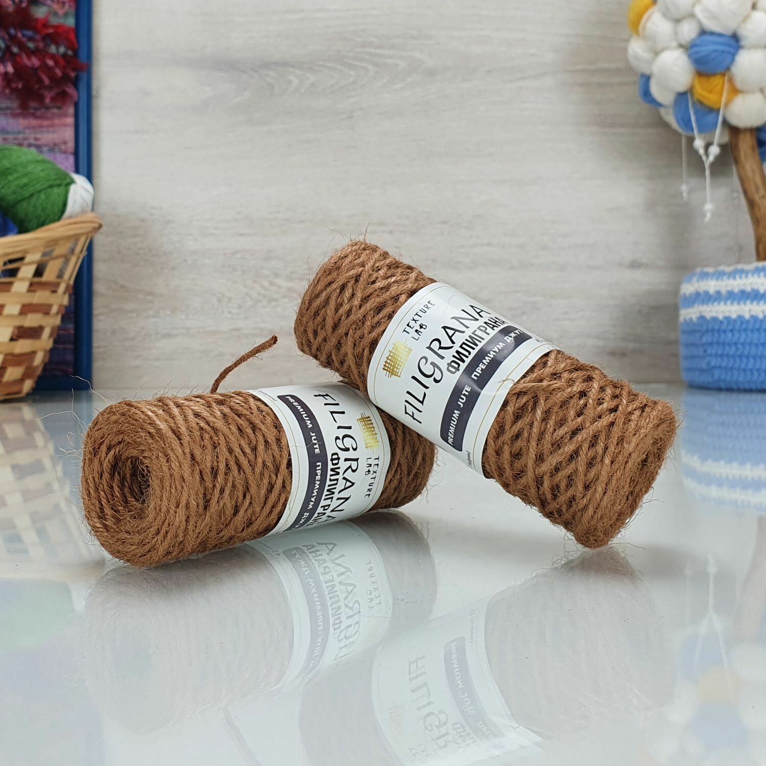 Пряжа Прочее Филиграна (Filigrana), тем. бежевый - 14, 100% джут, 5 мотков, 250 г, 45 м.