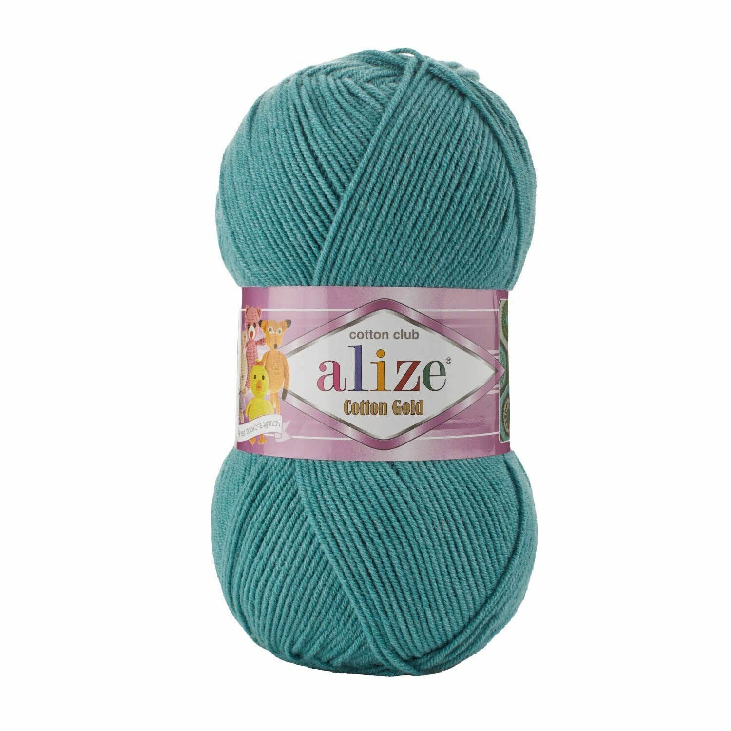Пряжа ALIZE Cotton gold, синее море - 156, 55% хлопок, 45% акрил, 5 мотков, 100 г, 330 м.