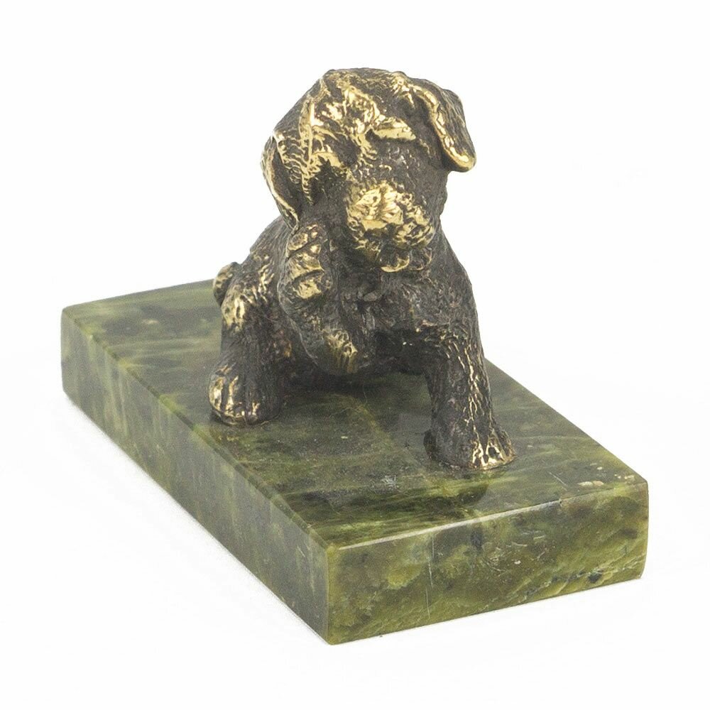Статуэтка "Собачка малая №12" из бронзы и змеевика 118766