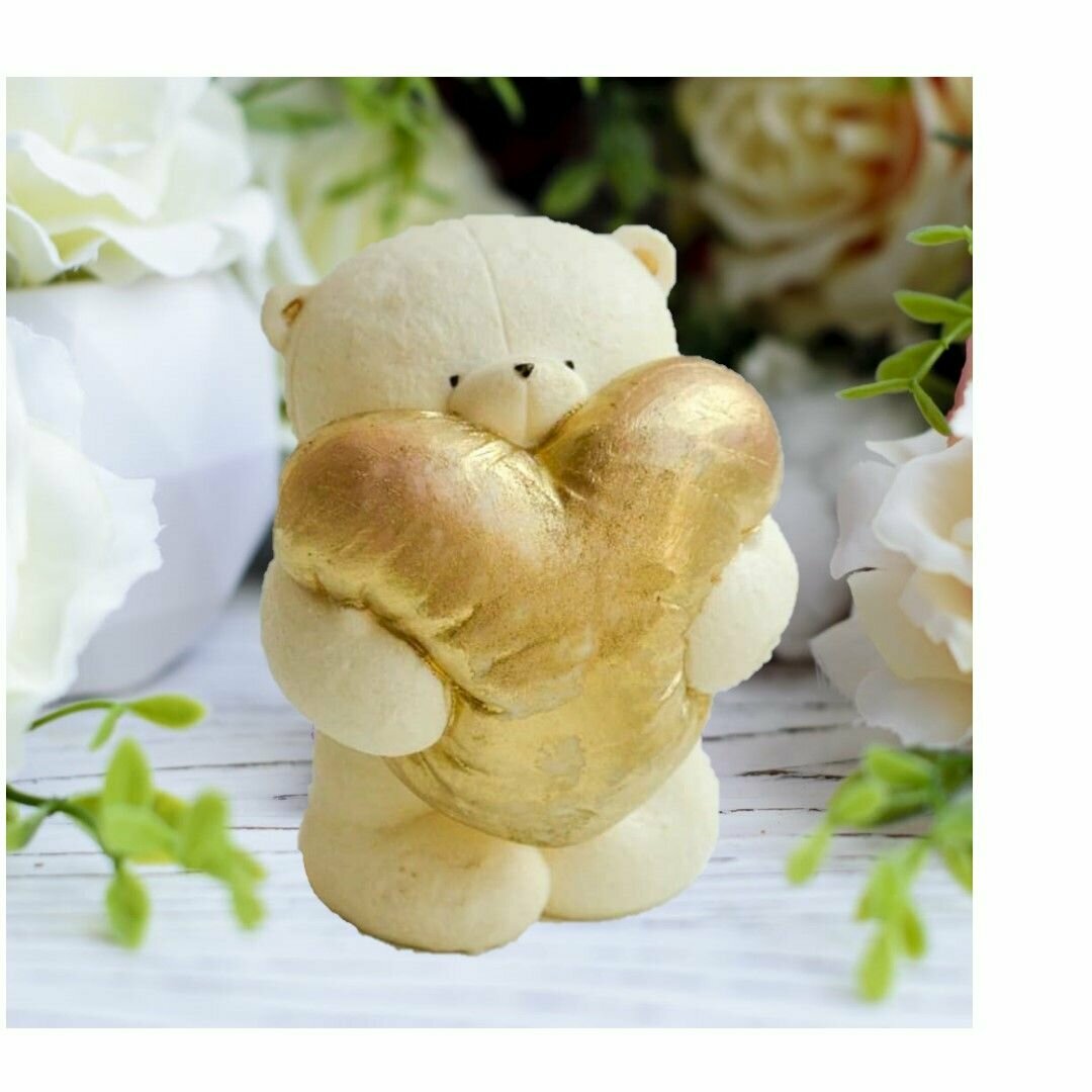 3Д молд форма для шоколада Мишка Пухляш с сердцем высота 8,8 см