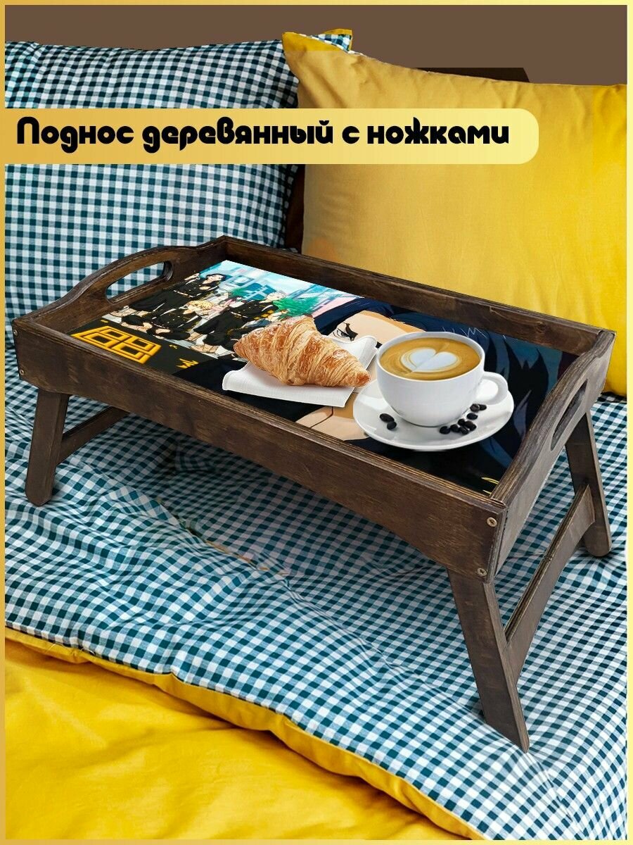 Деревянный поднос на ножках с рисунком аниме - 36