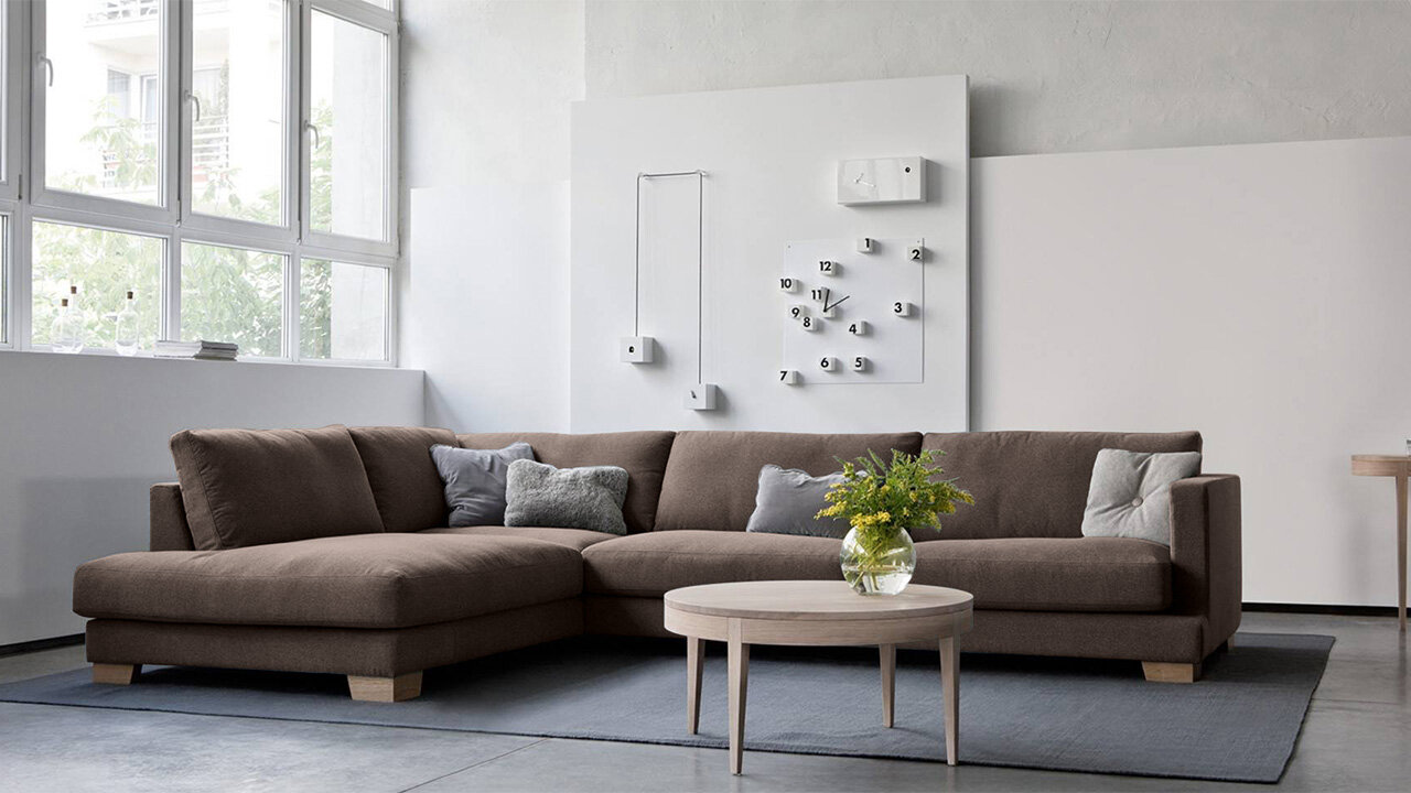 Угловой диван Плимут (большой) рогожка 40 Тик так Коричневый 300x221x95