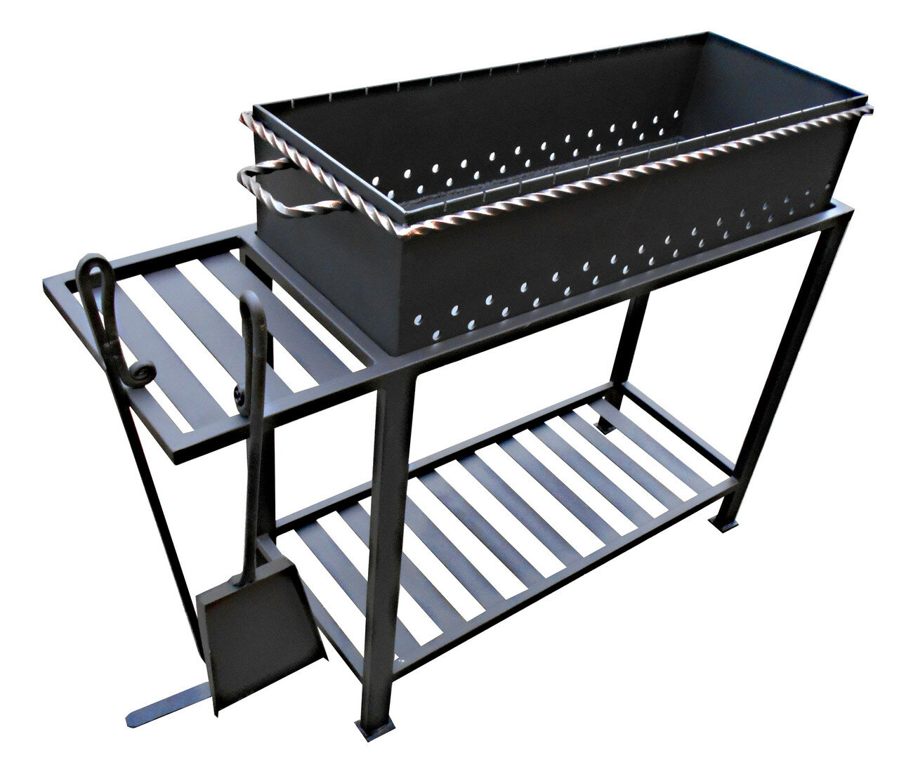 Мангал классический с дровницей и столиком, 3 мм, для дачи и дома, ручная работа "Стандарт" большой