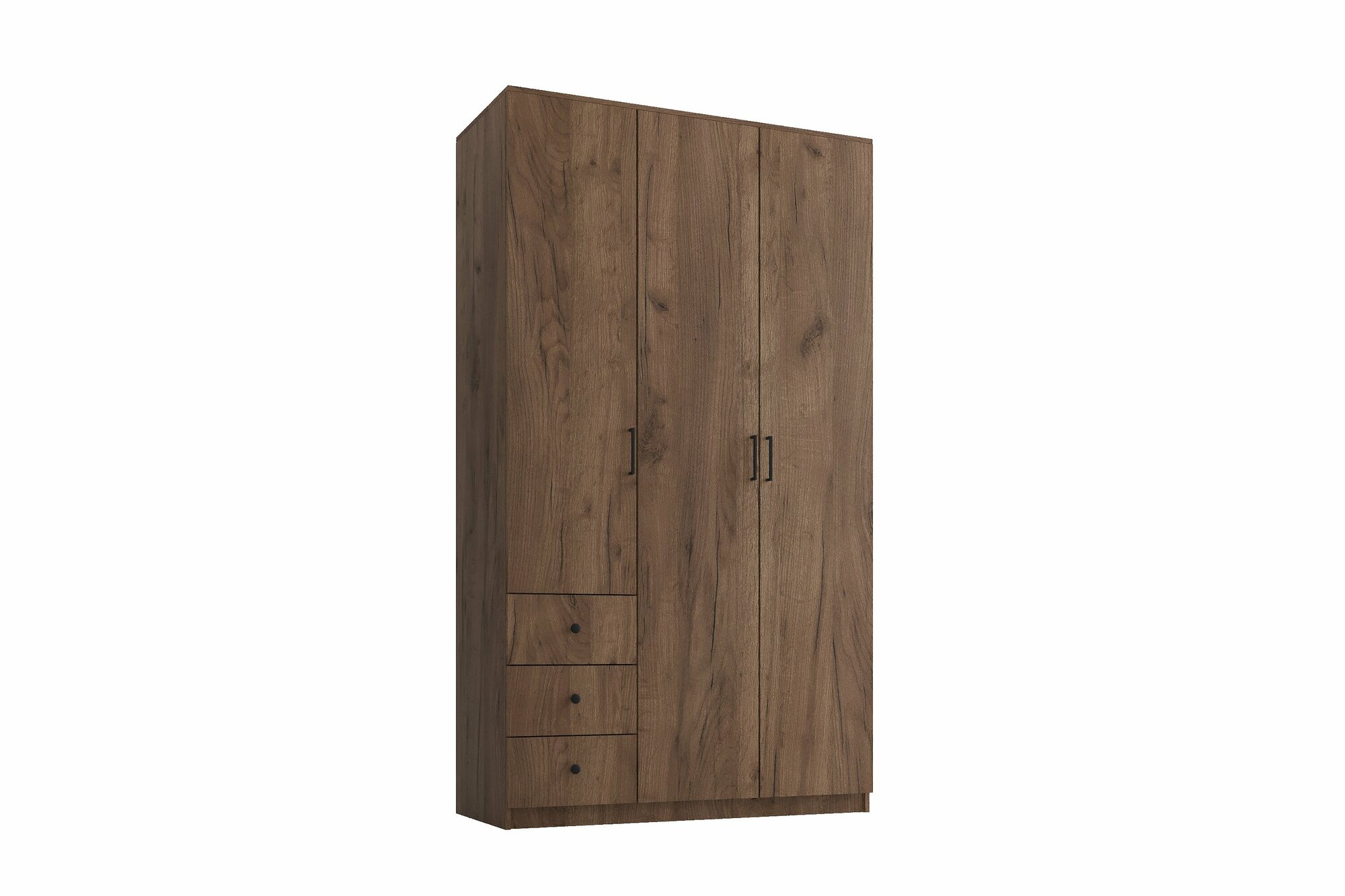 Шкаф Вальгард 3 с малыми ящиками 1300-550-2200 наполнение платье/белье цвет дуб крафт табачный